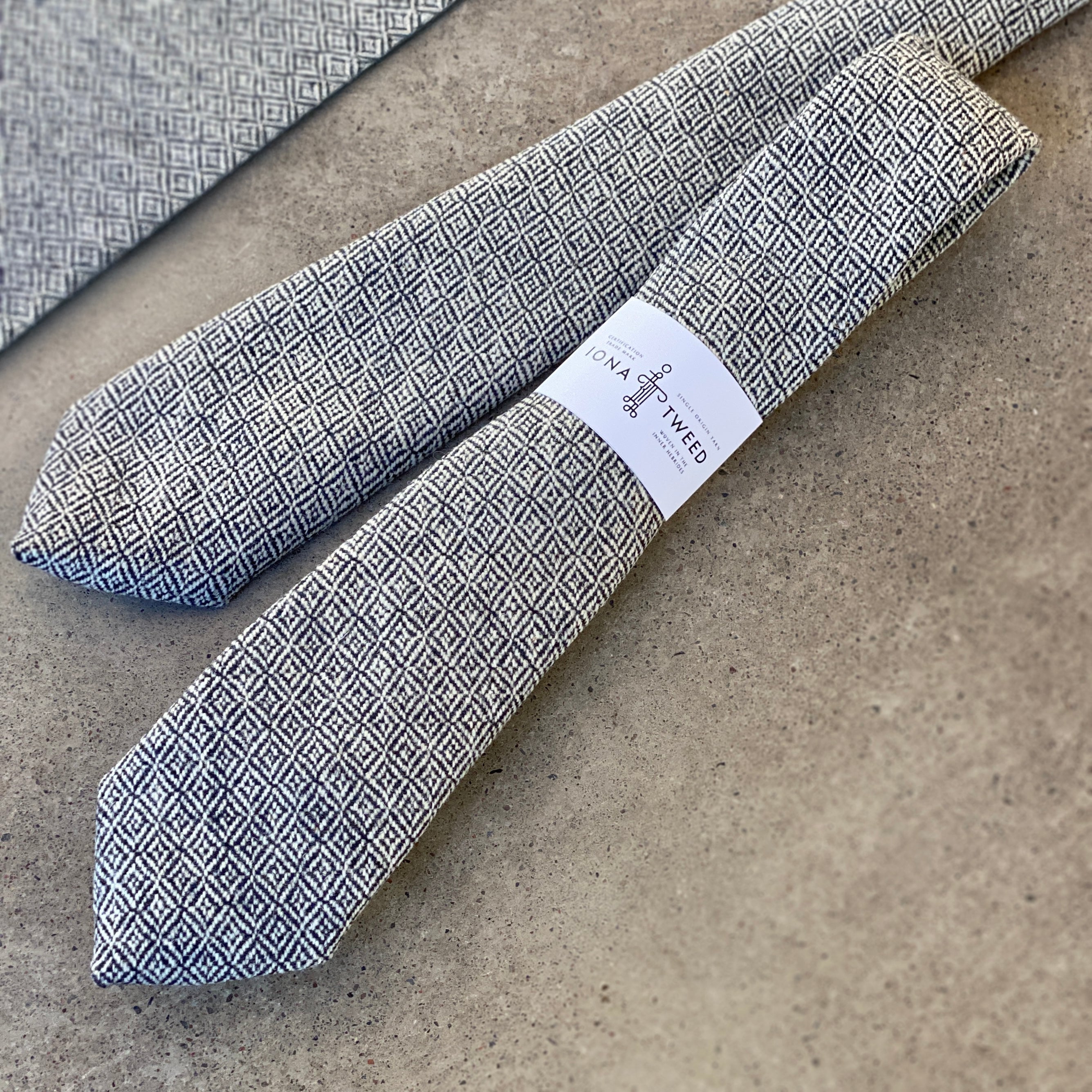 Iona Tweed Tie - Basalt Diamond Twill – Iona Craft Shop